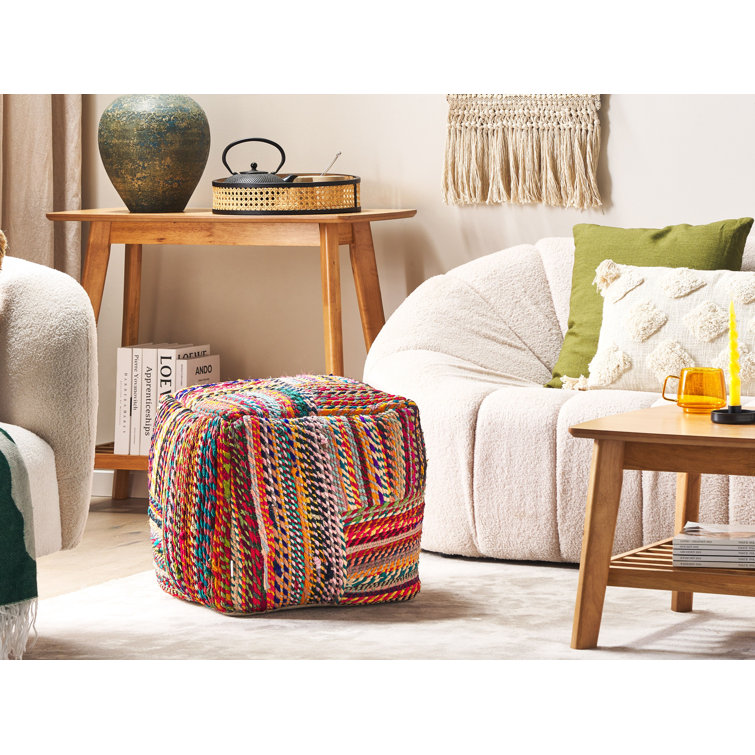 Latitude Vive Atanase 40cm Wide Square Striped Pouffe Ottoman | Wayfair.co.uk